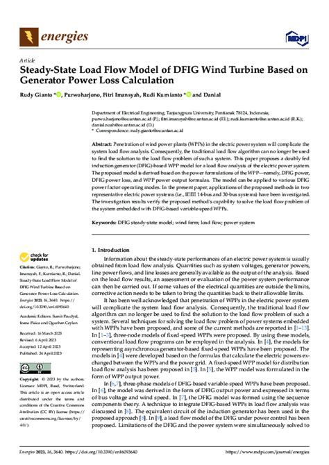 Pdf Steady State Load Flow Model Of Dfig Wind Turbine Based On