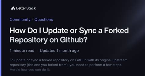 How Do I Update Or Sync A Forked Repository On Github Better Stack Community