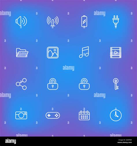 [jpeg] white line simple web icon set for web ui infographic and
