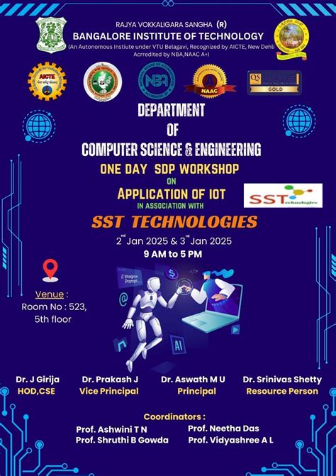 Iotworkshops Iotapplications Ssttechnologies Bitsince1979 Bitcse… Cse Dept Bit