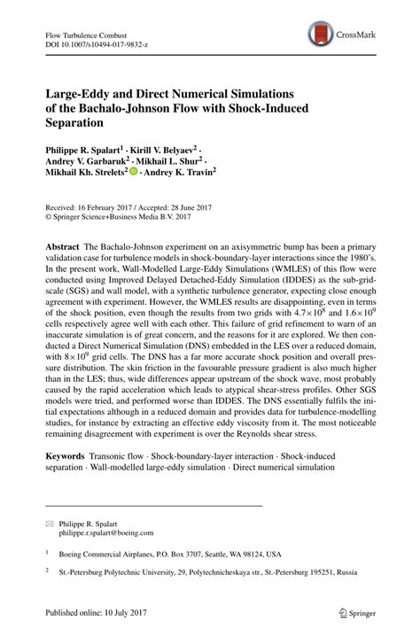 Pdf Large Eddy And Direct Numerical Simulations Of The Bachalo