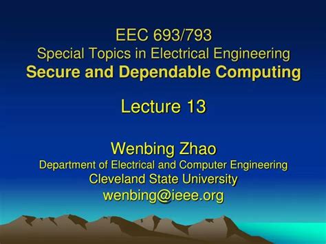 Ppt Eec 693793 Special Topics In Electrical Engineering Secure And Dependable Computing