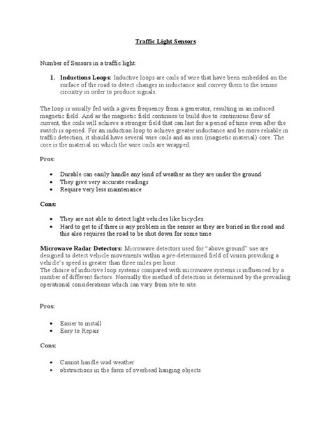Traffic Light Sensors Pdf