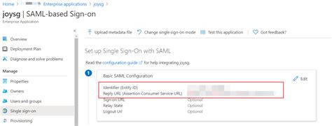 azure identity url and reply url single sign on stack overflow