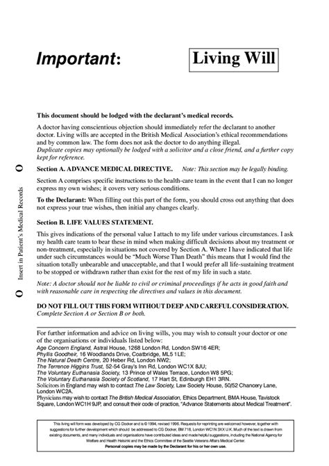 Printable Living Wills