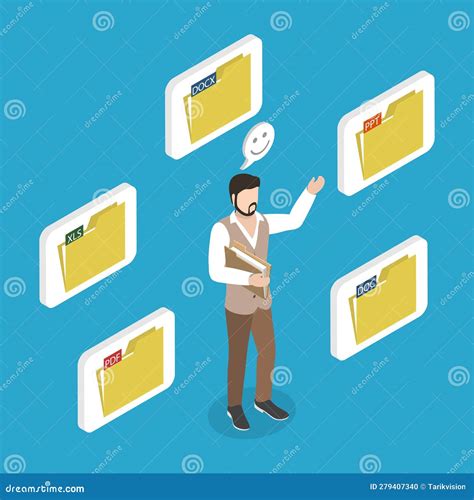 D Isometric Flat Vector Conceptual Illustration Of File Formats Stock Vector Illustration Of