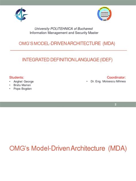 omg s model driven architecture mda university politehnica of