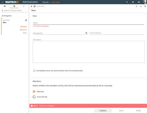 Creating User Role Matrix42 Self Service Help Center