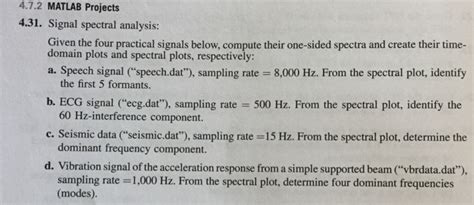 Signal Spectral Analysis Given The Four Practical Chegg