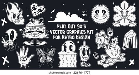 Retro Essentials Black White Vector Graphics Stock Vector Royalty Free 2269644777 Shutterstock