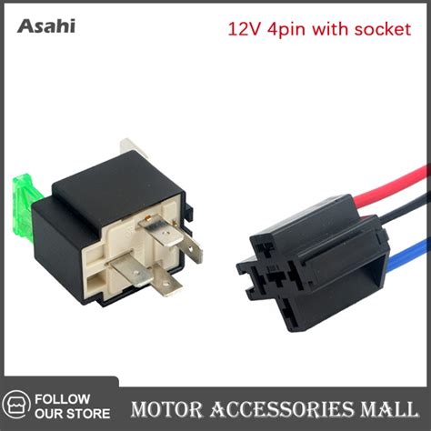 Asahi Motor 1PC 12V DC 4 Pin Car Automotive Fused Relay 30A Normally Open Relais 30A Fuse With