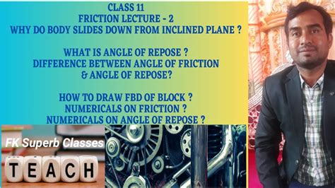 Friction Laws Of Motion Class 11 Physics Part 2 Numericals On Friction And Angle Of Repose Jee