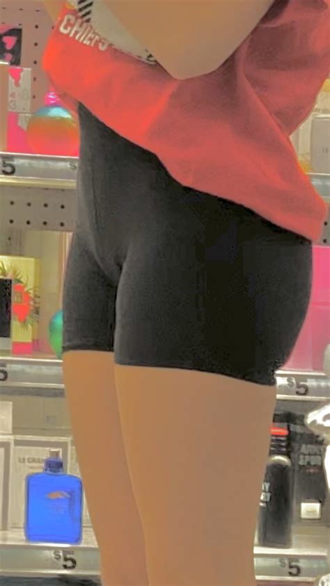 Slim Blondie With A Nice Cameltoe In Spandex Shorts Spandex Leggings