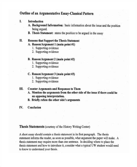 Outline Argumentative Essay Template