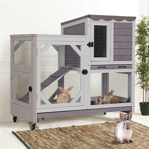 Gutinneen 2 Story Rabbit Hutch Indoor Bunny Cage Outdoor