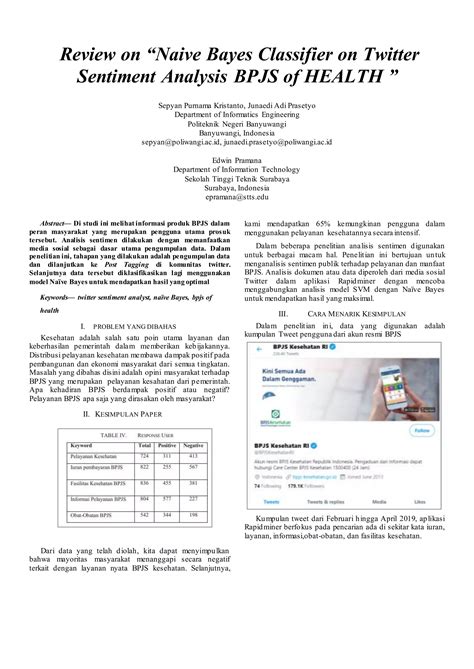 Riset Teknologi Informasi Tugas 03 Paper Review On “naive Bayes Classifier On Twitter