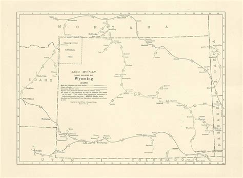 Mcnallys 1928 Railroad Map Of Wyoming Art Source International