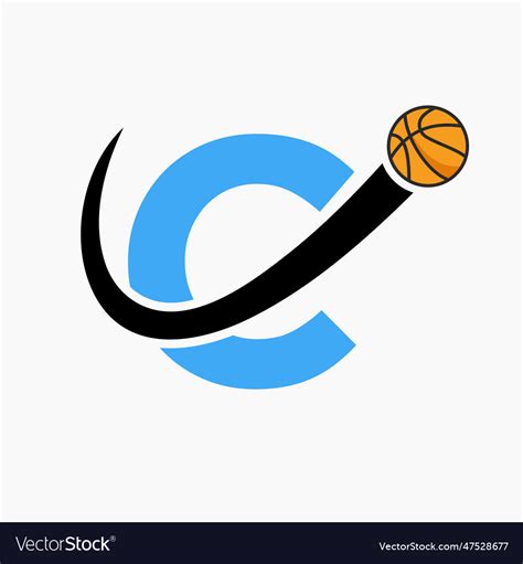 Basketball Logo On Letter C Concept Basket Club Vector Image