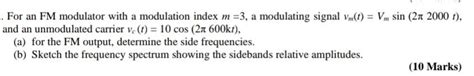 Solved For An FM Modulator With A Modulation Index M A Chegg