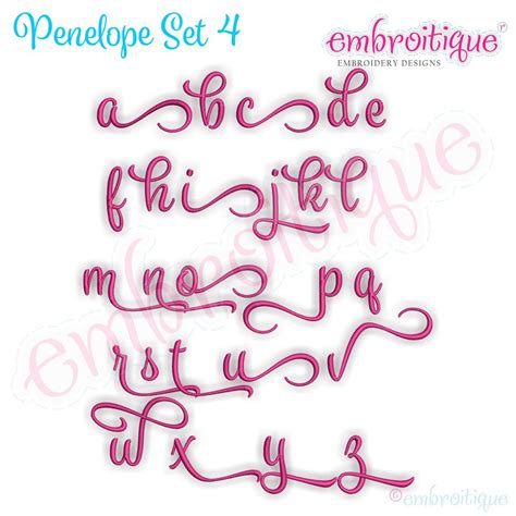 Penelope Set 4 Calligraphy Script Monogram Alphabet Font F Etsy