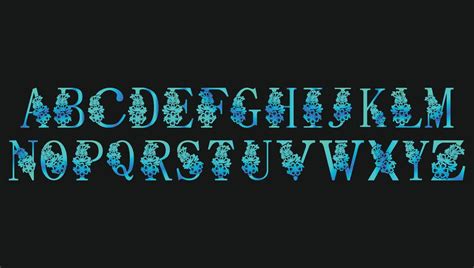 Luxury Blue Decorative Alphabets A To Z Graphic Illustration Template