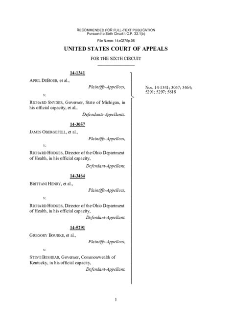 Fillable Online Sixth Circuit Creates Circuit Split On Same Sex