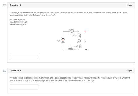 Solved Question Pts The Voltage V T Applied In The Chegg