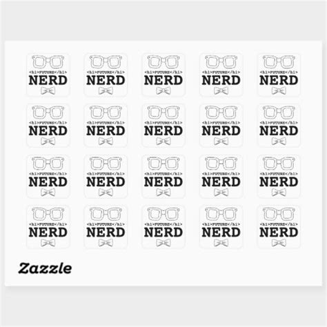 Future Nerd Clipart Nerd Glasses Clipart Design Square Sticker Zazzle