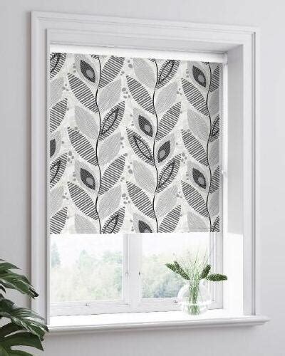 Designer Pattern Roller Blinds Grey Leaves And Vines Blockoutgrey