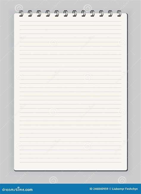 Notebook Ined Sketchbook Blank Page Notepad Vector Isolated Mockup Blank Mock Up With Shadow