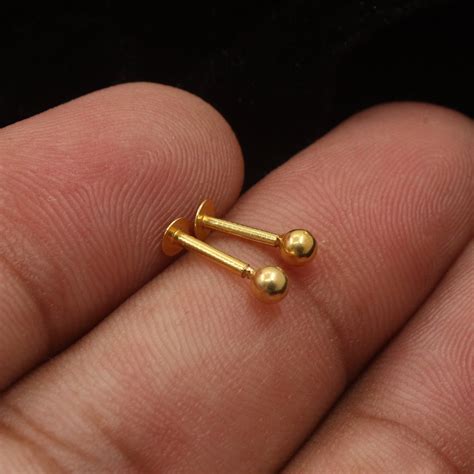 Pure 22k Yellow Gold Stud Earrings Handmade Small Gold Dainty Stud