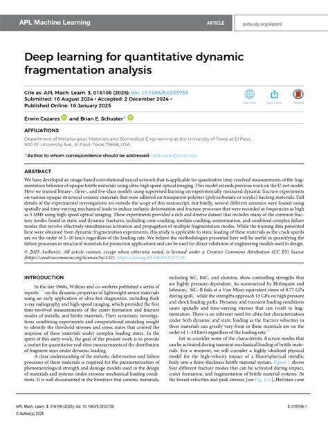 Pdf Deep Learning For Quantitative Dynamic Fragmentation Analysis