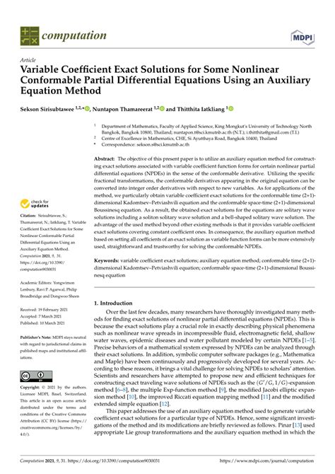 pdf variable coefficient exact solutions for some nonlinear