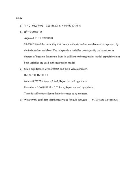 Homework Textbook Assignments Multiple Regression And Model Building A Y