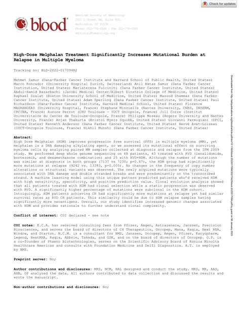 Pdf High Dose Melphalan Treatment Significantly Increases Mutational