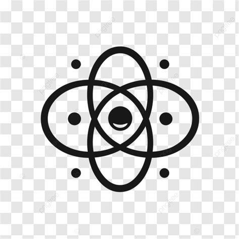 주위에 점이 있는 원자 기호 벡터 흰색 배경에 원자화의 단순한 검은색 아이콘 그림자 없음 작은 프레임 중앙 Png