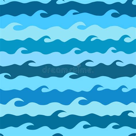 Vector Seamless Pattern With Stylized Sea Waves Ocean Waves Stock Vector Illustration Of