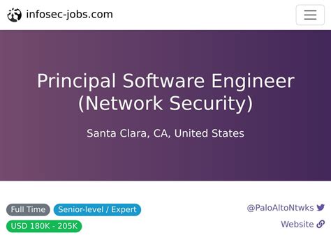 Hiring Principal Software Engineer Network Security In Santa Clara