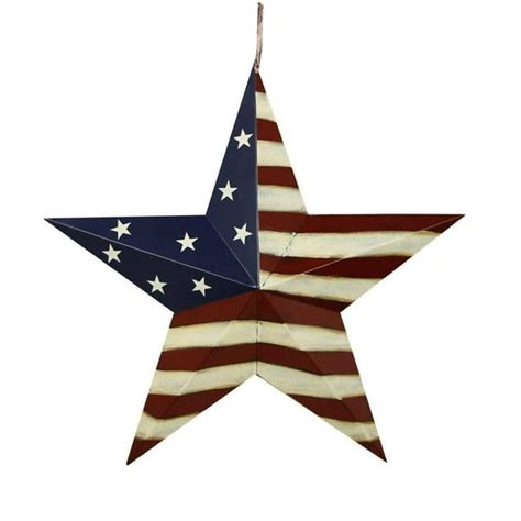 Metal American Flag Barn Star Decor Patriotic Mounted 3d Wall Art July