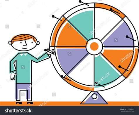 Man Spinning Wheel Stock Illustration 113040043
