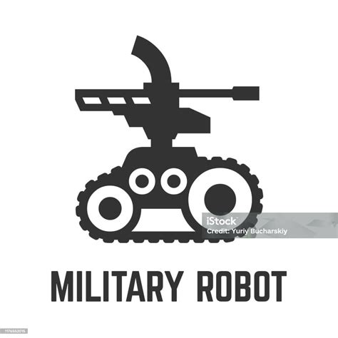 군사 로봇 아이콘 육군은 기관총이나 무기 기호와 자율 주행 차량 플랫폼을 추적 로봇에 대한 스톡 벡터 아트 및 기타 이미지 로봇 전쟁 탱크 Istock