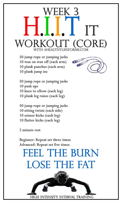 Hiit Workout Week 3 Core A Healthy Life For Me
