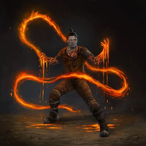 Oc Dnd Commission Orc With Stone Skin And Lava Whip