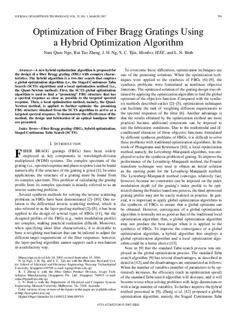Pdf Optimization Of Fiber Bragg Gratings Using A Hybrid Optimization