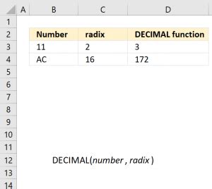 How To Use The DECIMAL Function