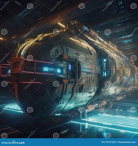 Cyberpunk Spaceship Entering The Atmosphere Generative Ai Stock Illustration Illustration Of