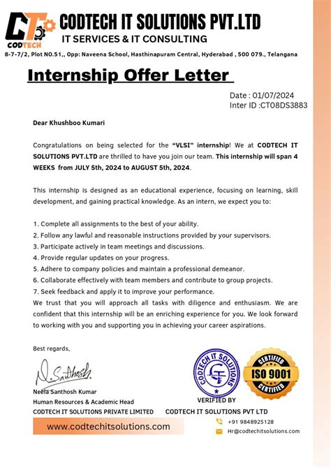 Internship Vlsi Careergrowth Techjourney Grateful Codetech Itsolution Khushboo Kumari