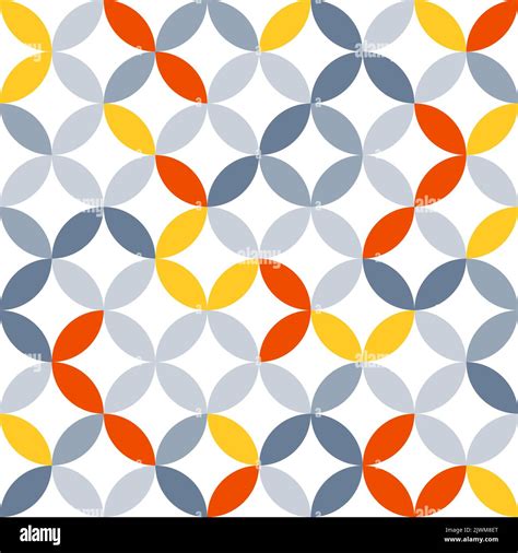 Overlapping Circles Seamless Texture Retro Ovals And Circles Vector Geometric Fashion Pattern