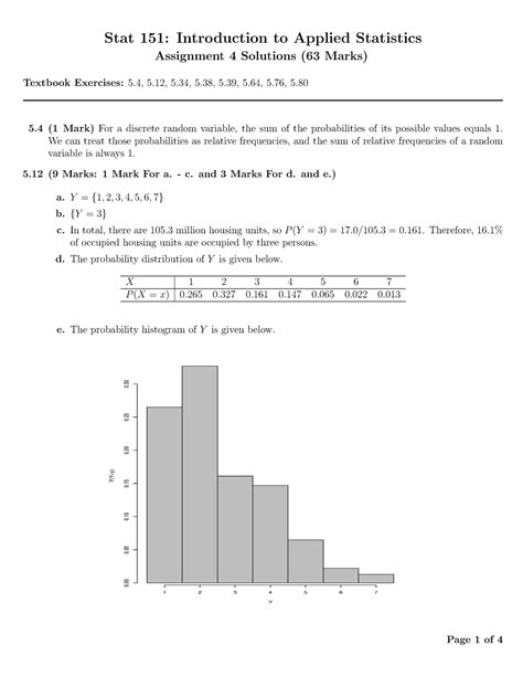 Stat151 A4 Solutions Stat 151 Introduction To Applied Statistics Assignment 4 Solutions 63