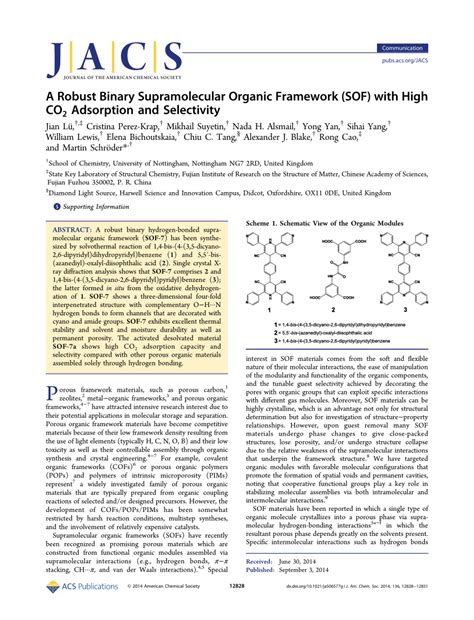 Pdf A Robust Binary Supramolecular Organic Framework Sof With High